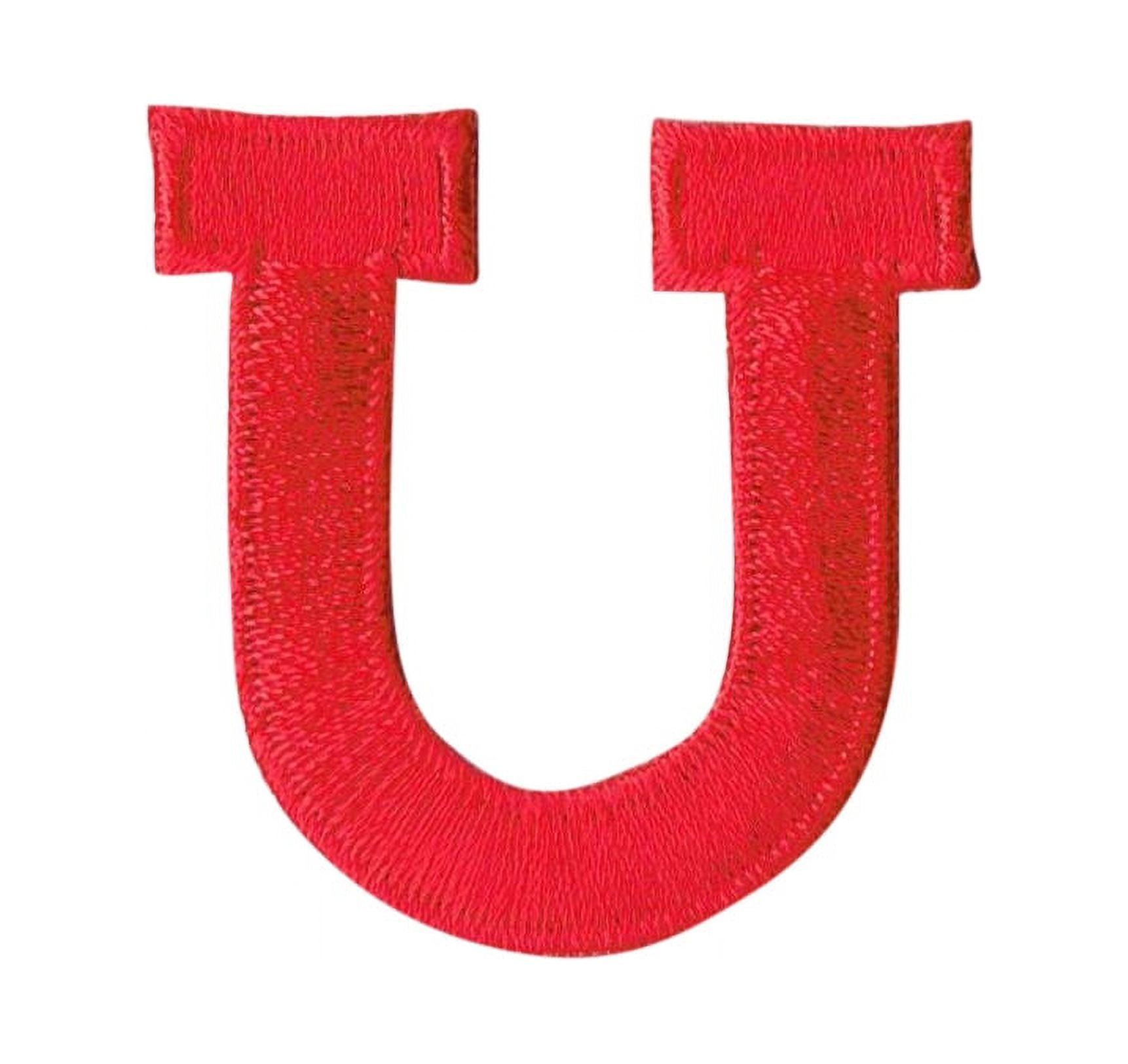 Alphabet Letter - U - Color Red - 2" Block Style - Iron On Embroidered ...