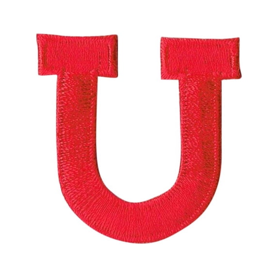 Alphabet Letter - U - Color Red - 2" Block Style - Iron On Embroidered ...