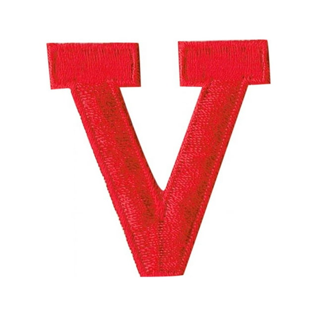 Alphabet Letter V, Red, 1-7/8" Block Style, Iron-on Patch, Embroidered ...
