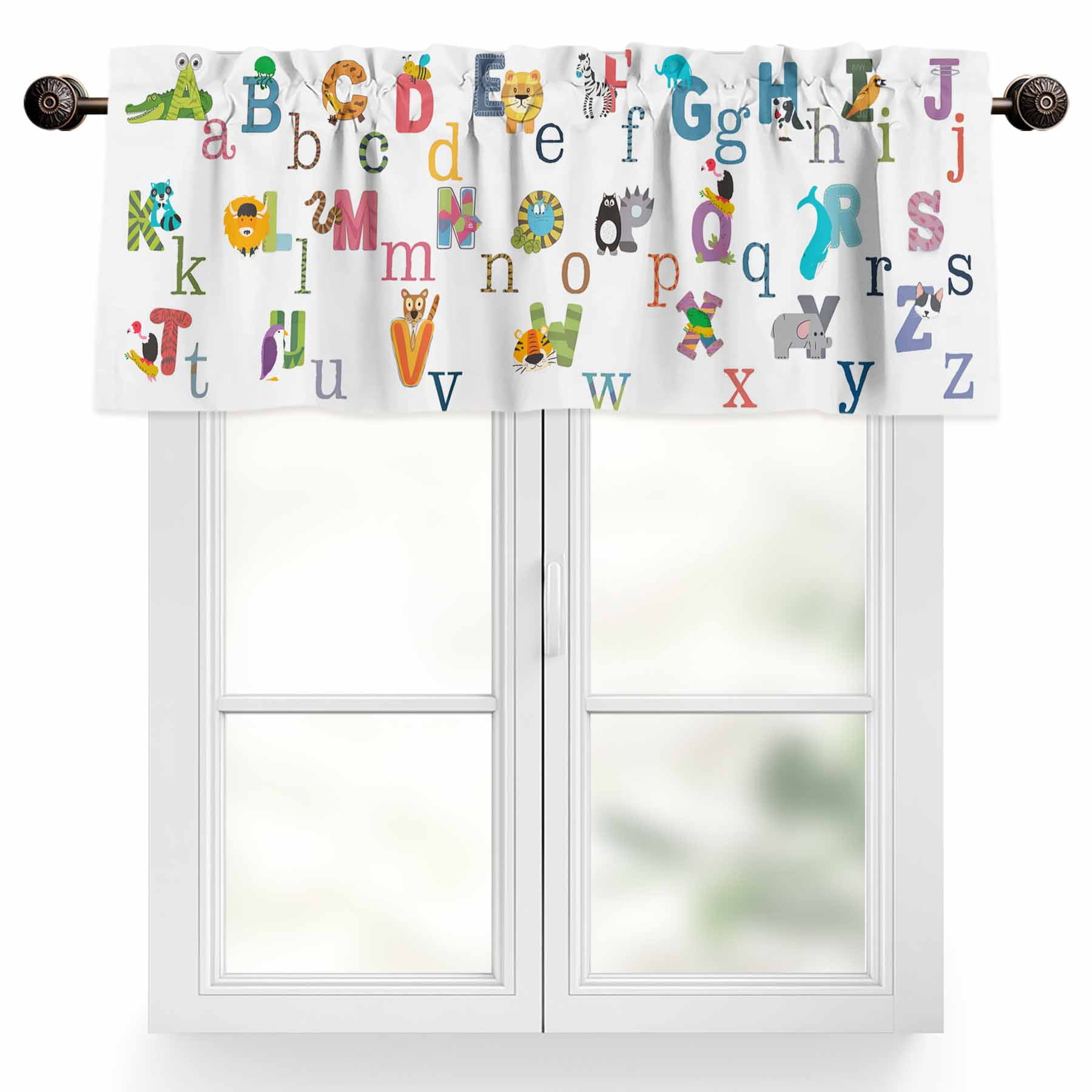Alphabet Letter Valances for Windows, 54 x 18in, Colorful Cartoon ...