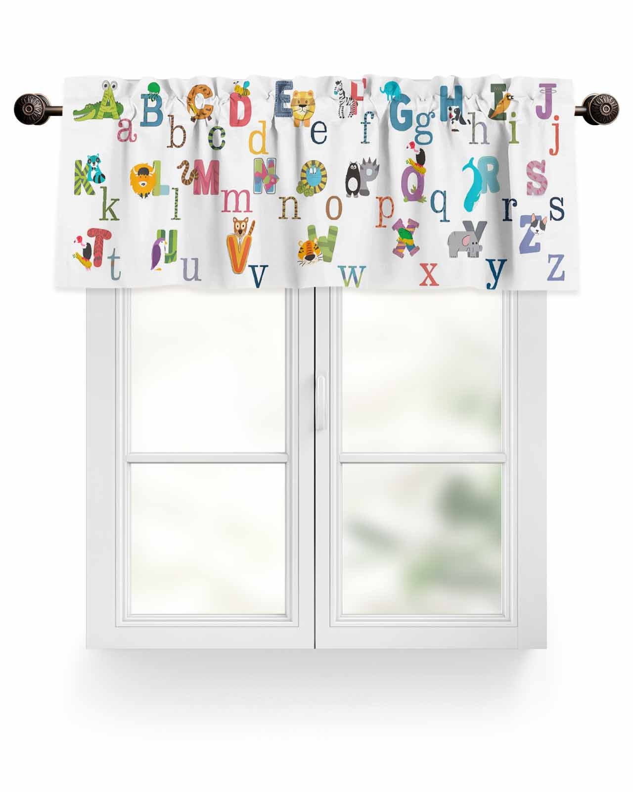 Alphabet Letter Valances for Windows Colorful Cartoon Animals ABCD ...