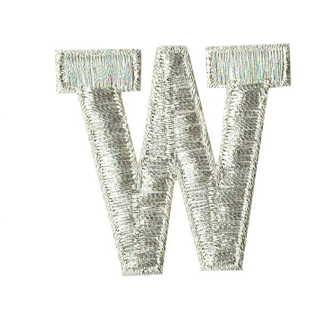 Alphabet Letter - W - Color Silver - 2" Block Style - Iron On ...