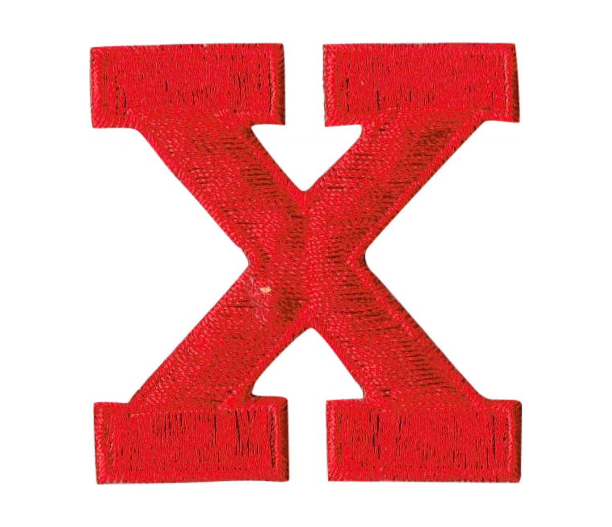 Alphabet Letter - X - Color Red - 2" Block Style - Iron On Embroidered ...