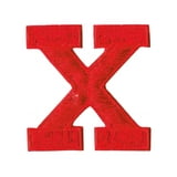 Alphabet Letter - X - Color Red - 2" Block Style - Iron On Embroidered ...