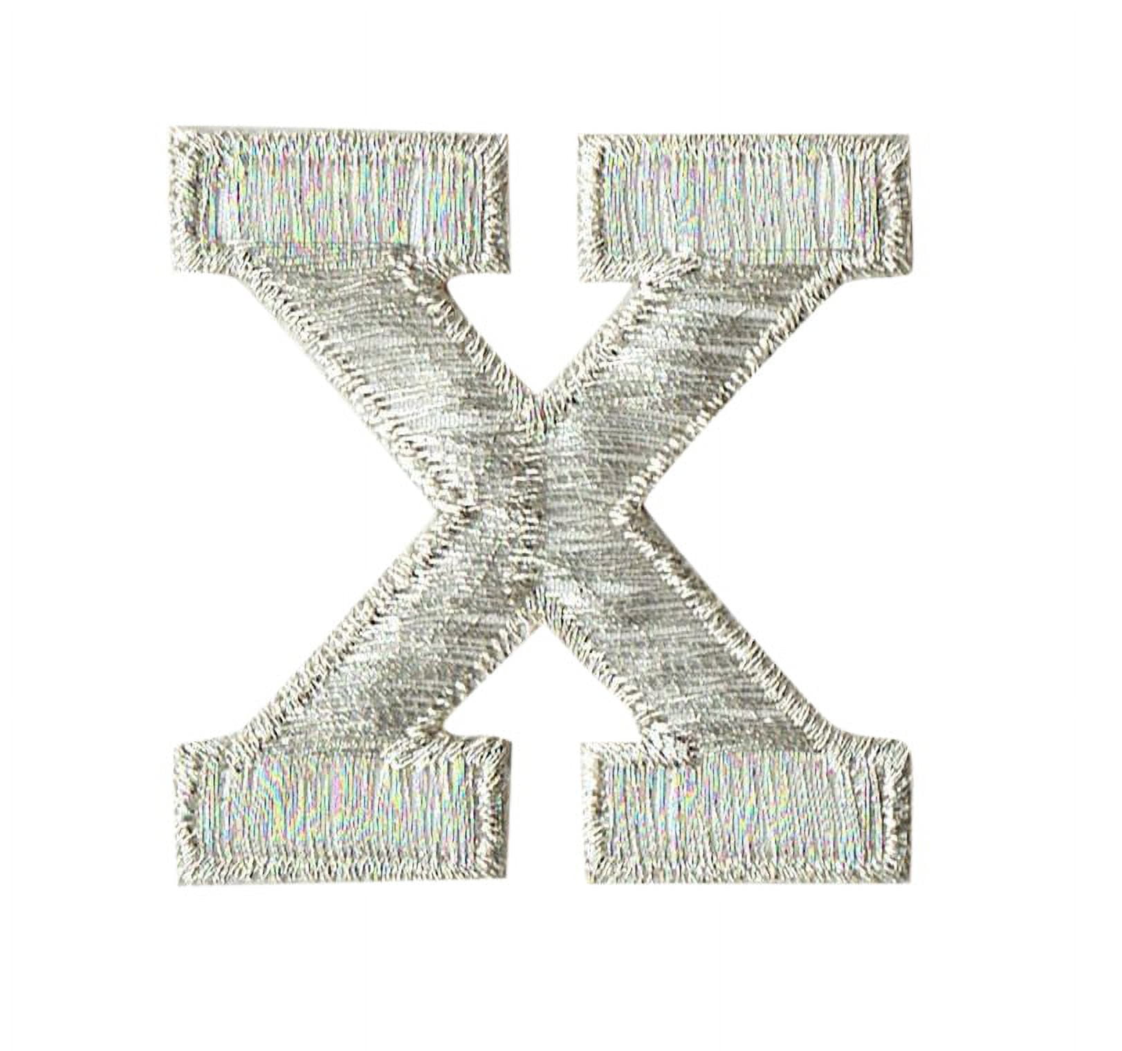 Alphabet Letter - X - Color Silver - 2" Block Style - Iron On ...