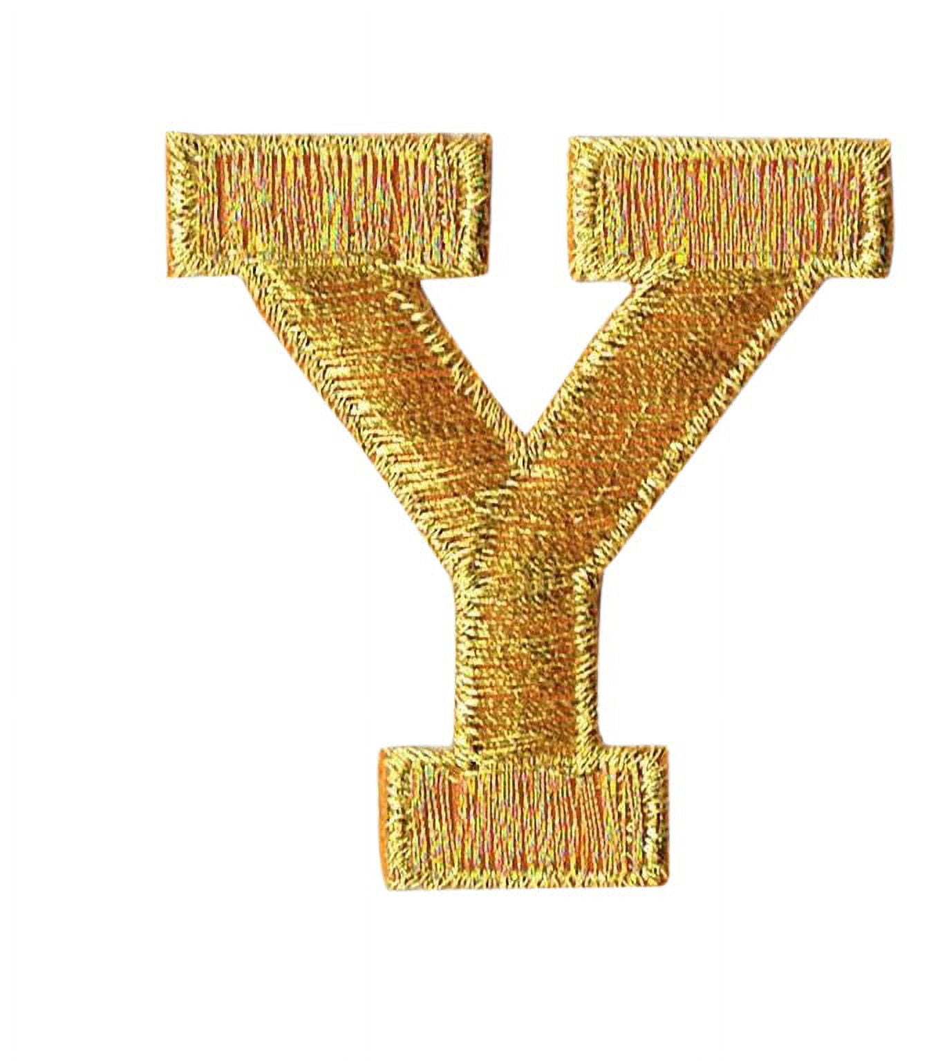 Alphabet Letter - Y - Color Gold - 2" Block Style - Iron On Embroidered ...