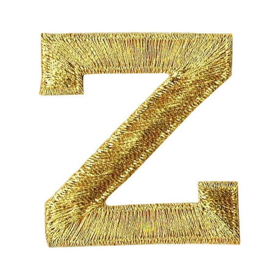 Alphabet Letter - Z - Color Gold - 2" Block Style - Iron On Embroidered ...