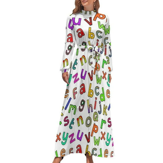 Alphabet Lettering Doodle Font Long Dress Bridesmaid dress woman dress ...