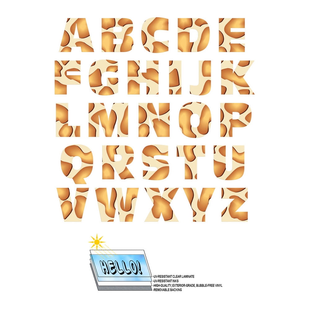 Alphabet Letters Uppercase Giraffe Print Animals SLAP-STICKZ(TM ...