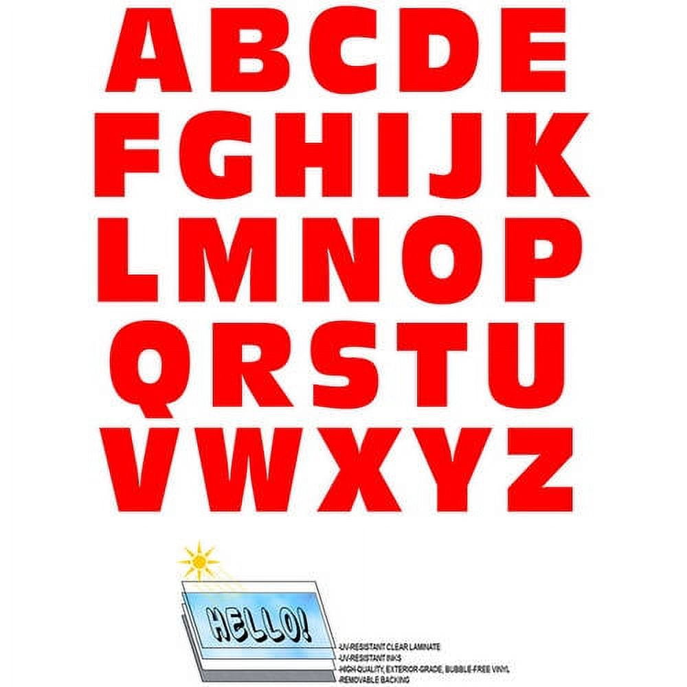 Alphabet Letters Uppercase Red Automotive Car Window Locker Bumper ...