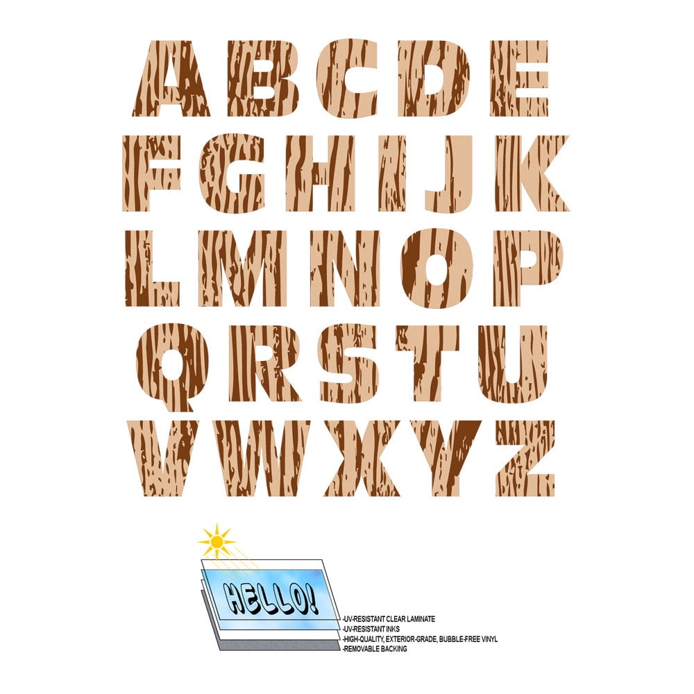 Alphabet Letters Uppercase Wood Grain Trees SLAP-STICKZ(TM) Premium ...