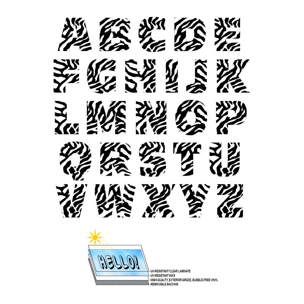 Alphabet Letters Uppercase Zebra Print Animals SLAP-STICKZ(TM) Premium ...