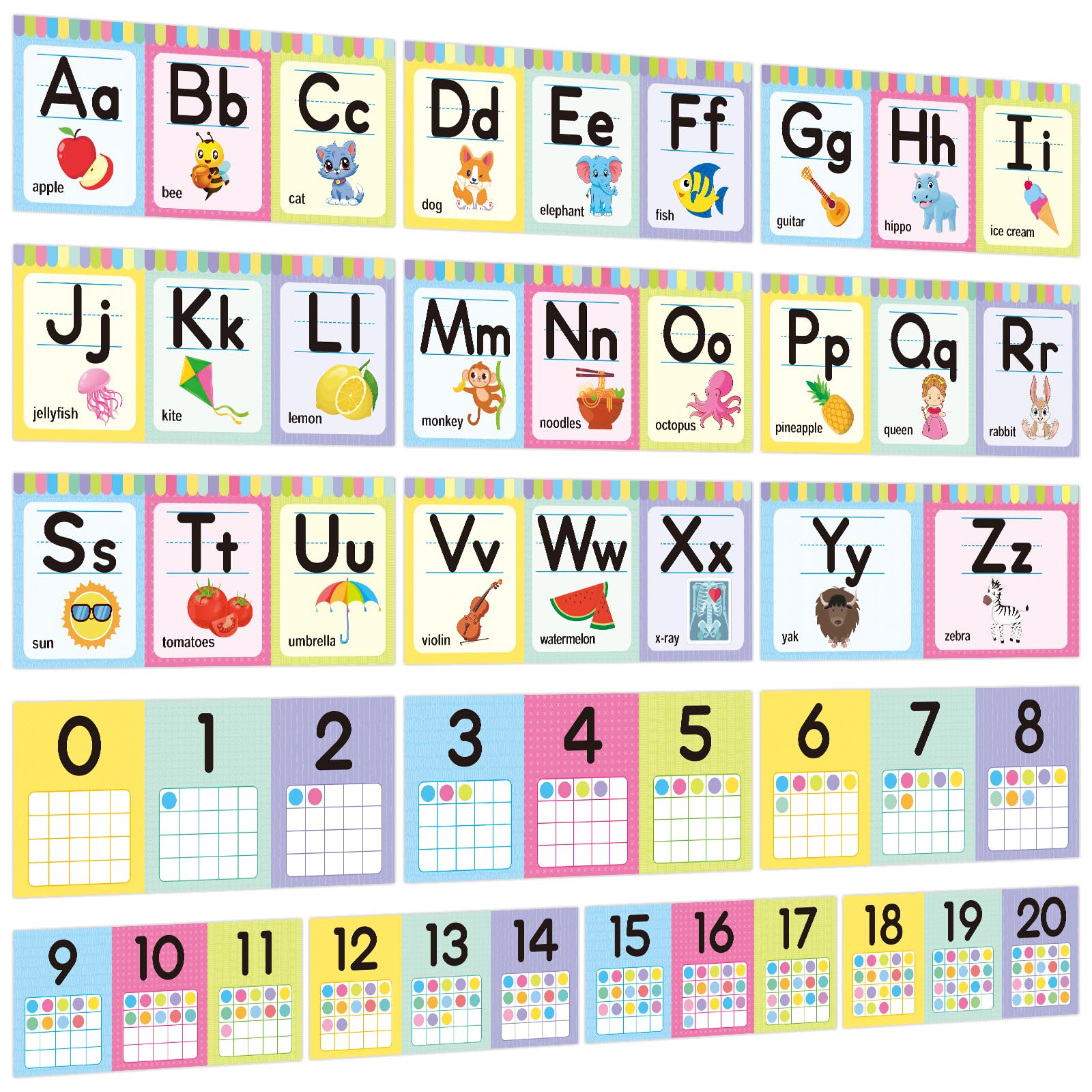 Alphabet Line Bulletin Board Set ABC Number 0-20 Wall Decorations for ...