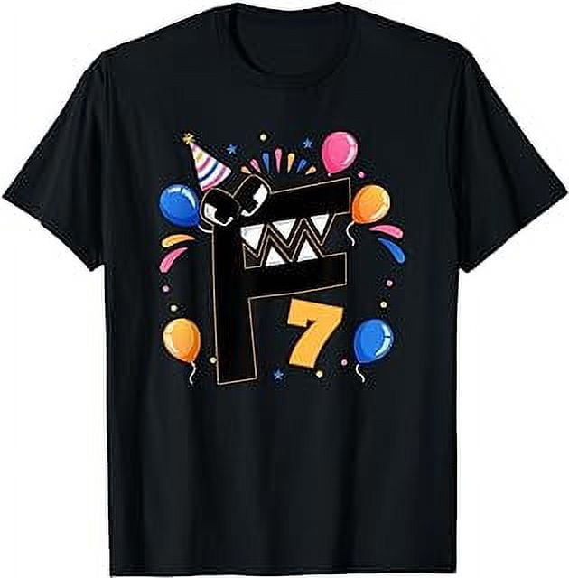 Alphabet Lore f 7 Years 7th Birthday Boys Villain Letter T-Shirt ...