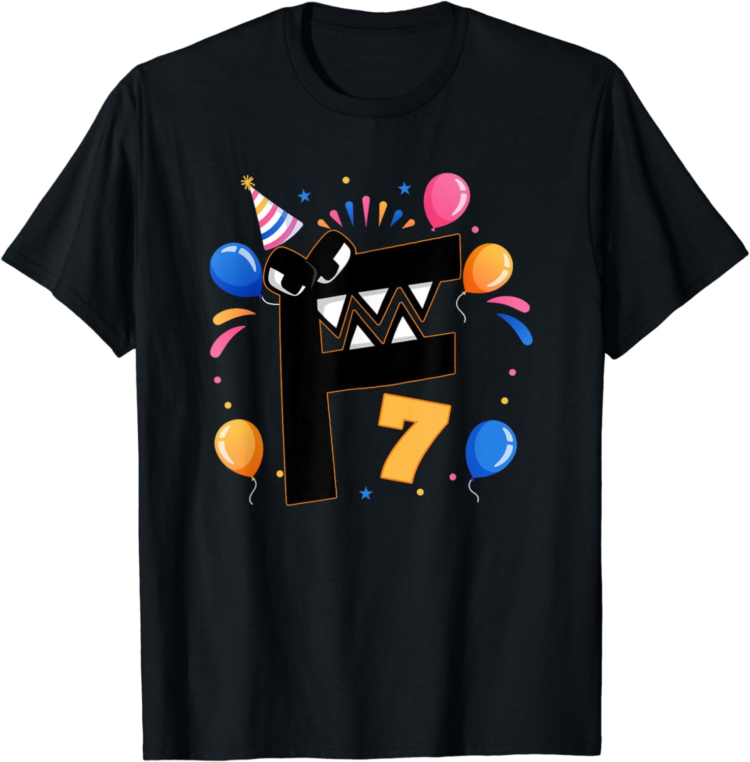 Alphabet Lore f 7 Years 7th Birthday Boys Villain Letter T-Shirt ...