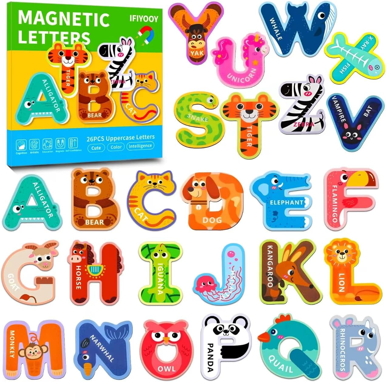 Alphabet Magnet, Fridge Magnets for Toddlers 1-3, Magnetic Alphabet ...