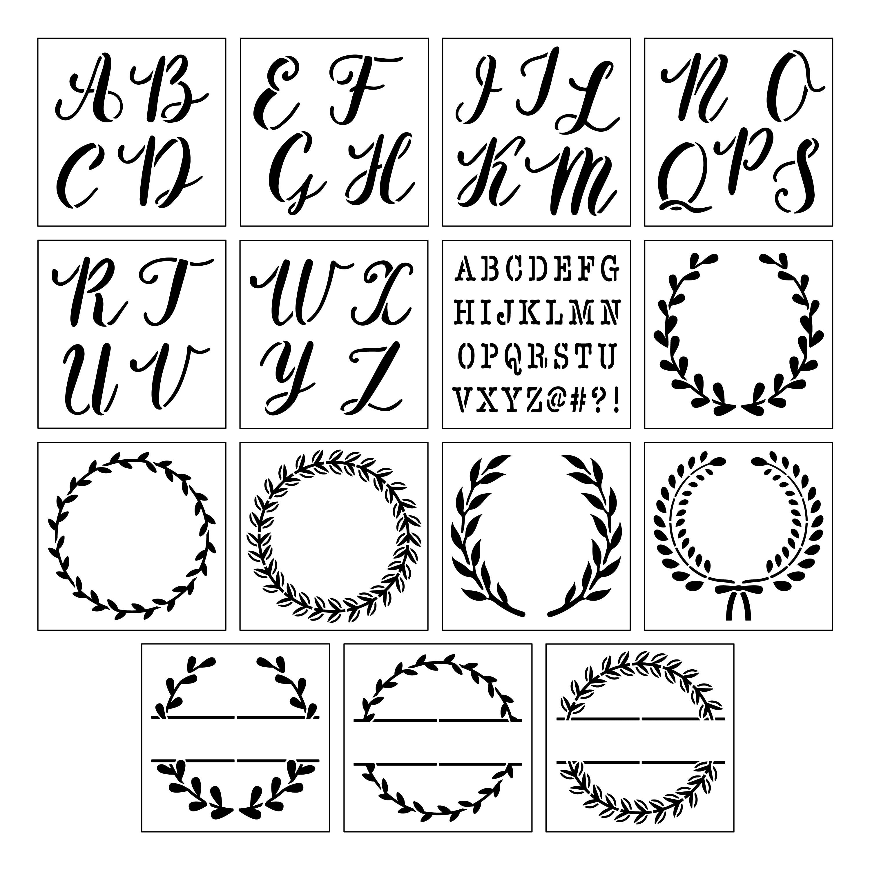 Alphabet Monogram Stencils by Craft Smart® - 12" x 12" - 64 designs ...