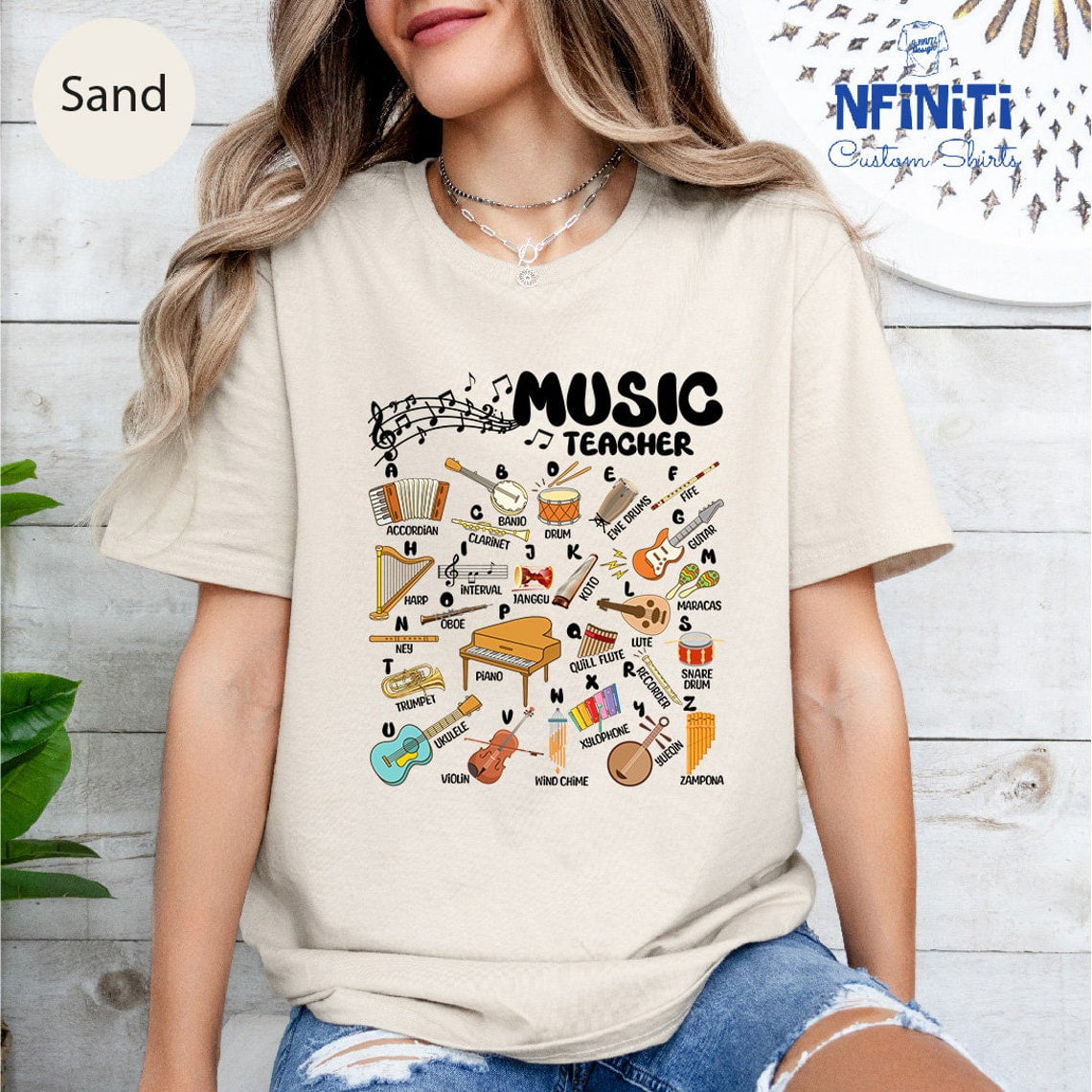 Alphabet Music Teacher Shirt, Instrument Tee SWEATSHIRT All Size S-5XL ...