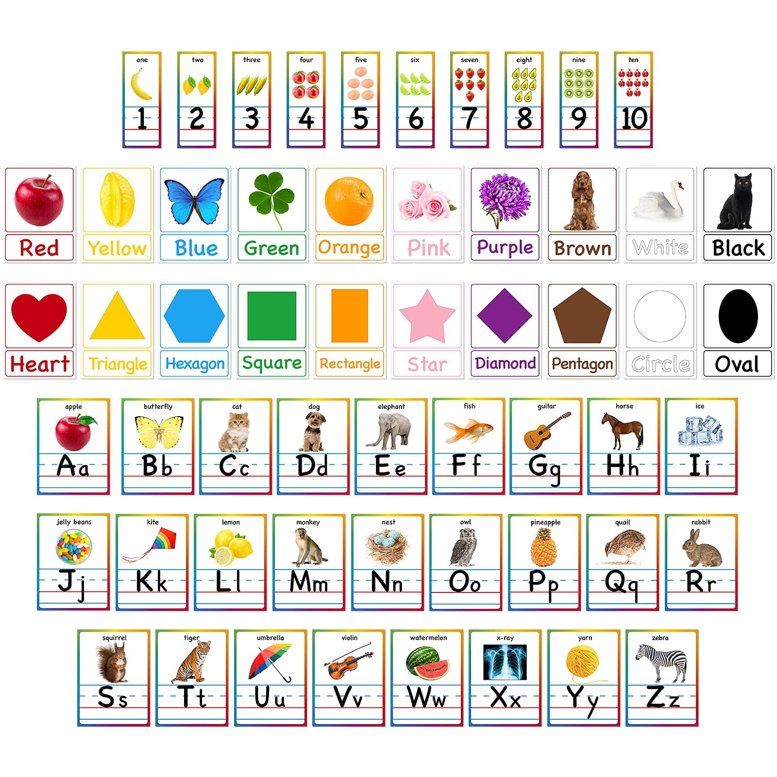 Alphabet and Number Bulletin Board Set, 56 Pieces Educational Cards for ...