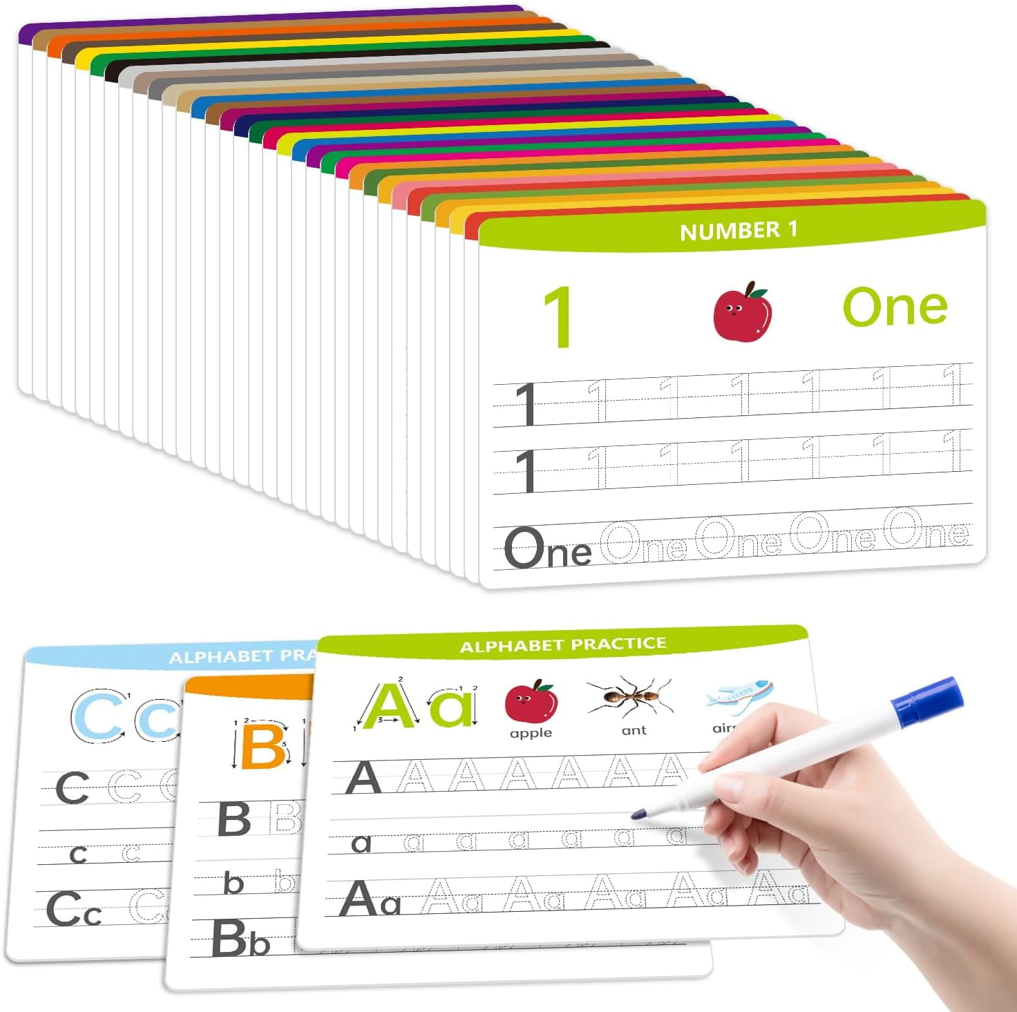 Alphabet & Number Practice Dry Erase Boards A-Z Letters & Numbers 1-10 ...