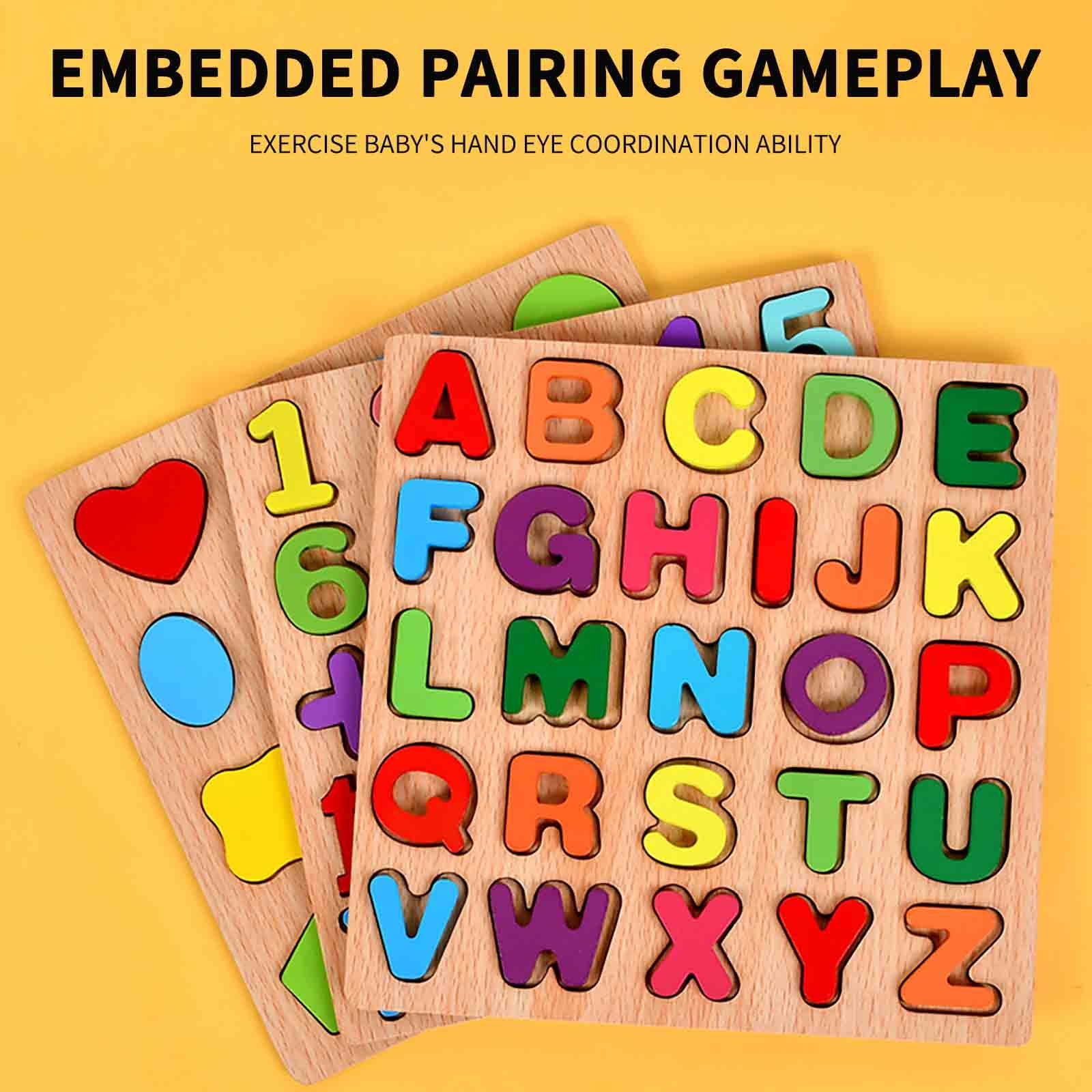 Alphabet and Number Puzzle Set Wooden Upper Case Letter Number and ...