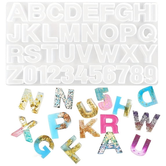 Alphabet Number Silicone Resin Mold Kit, 1pc Mirror Letter Casting Mold ...