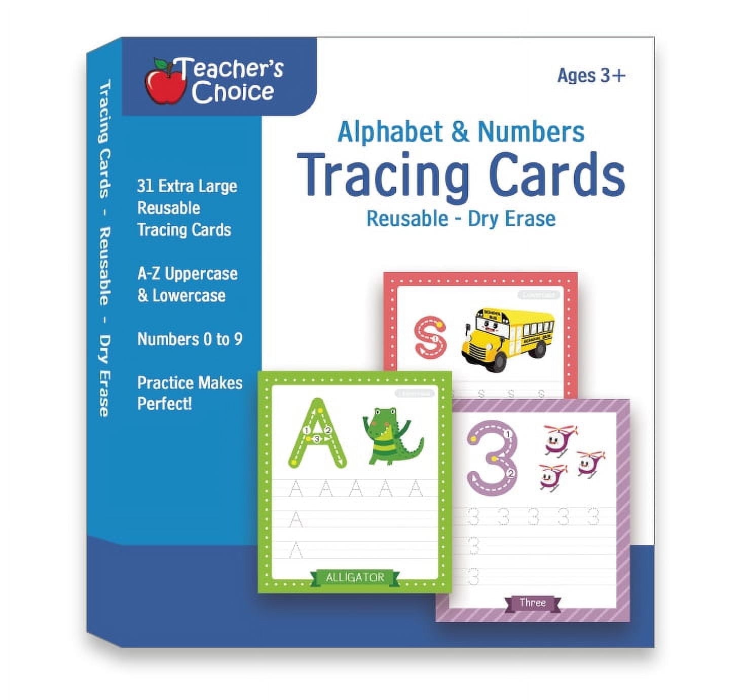 Alphabet & Number Tracing Cards, Reusable, Dry Erase, Upper & Lower ...