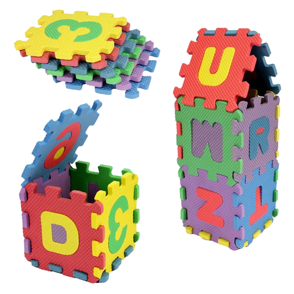 Alphabet & Numbers Rubber Foam Puzzle Play Mat Floor 36 Interlocking ...