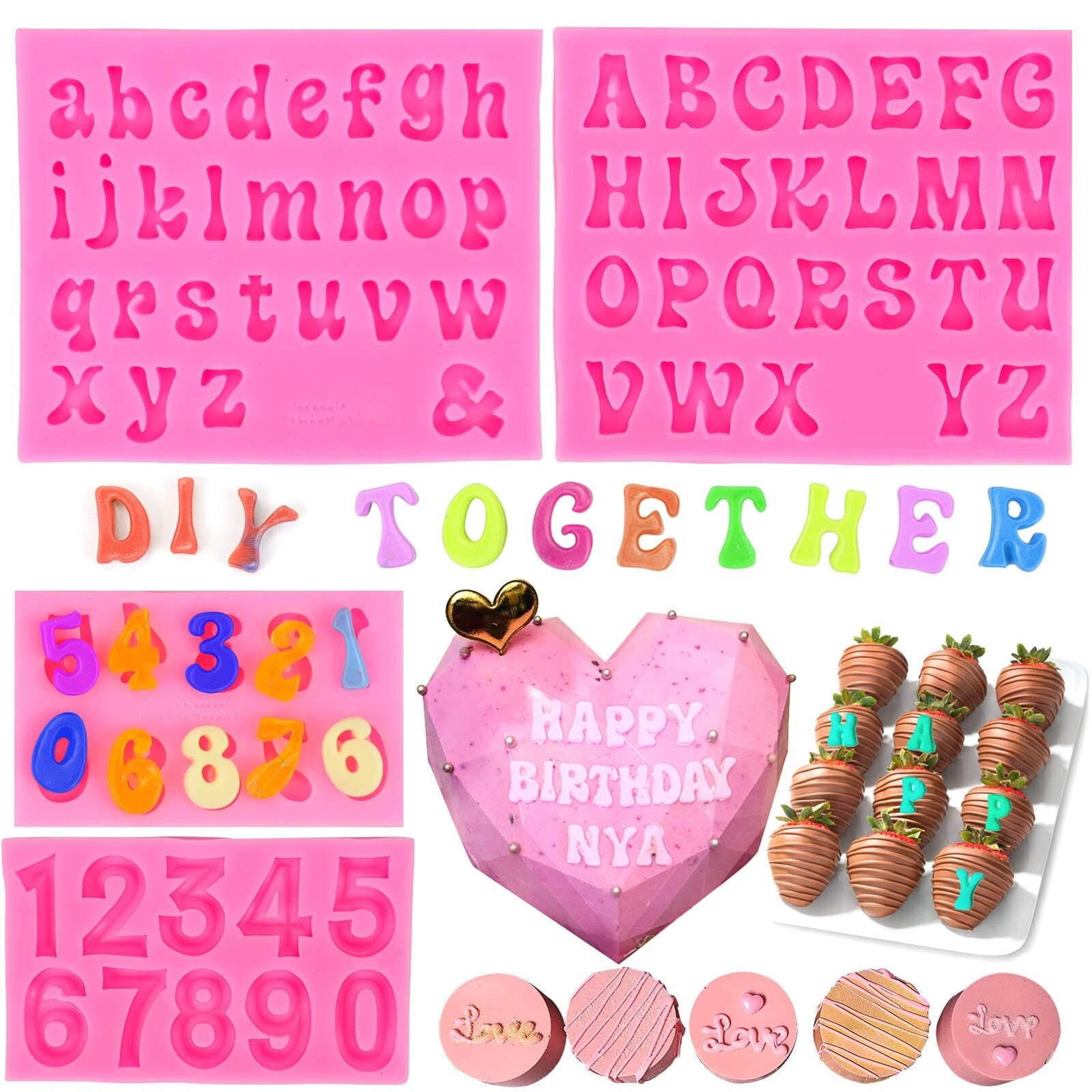 Alphabet Numbers Silicone Mold Letters Fondant Gumpaste Cake Decor ...