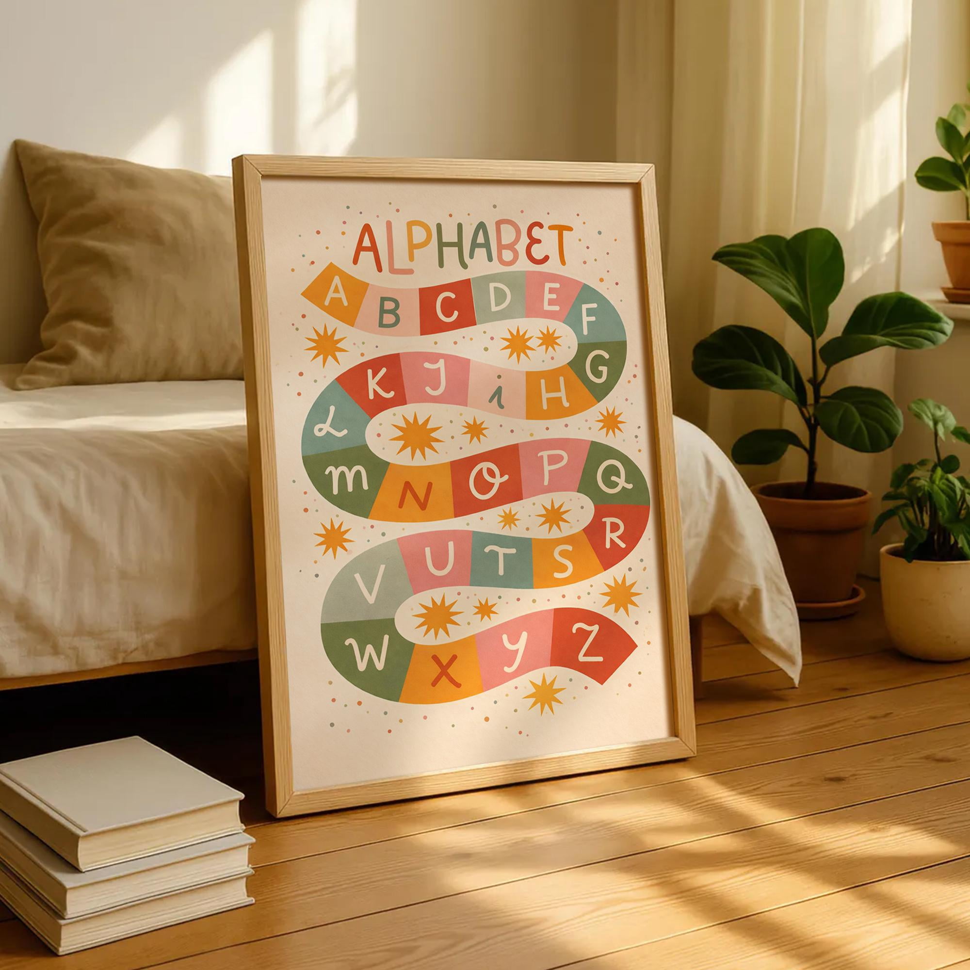 Alphabet Nursery Wall Art, Abc Learning Poster For Kids, Colorful ...