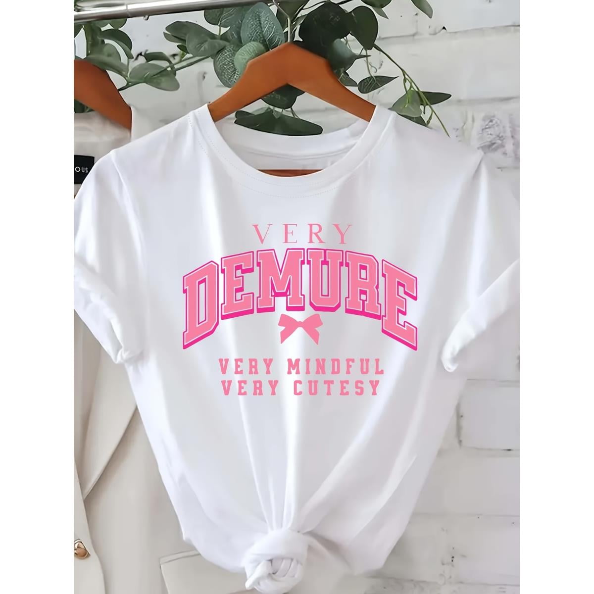 Alphabet Pattern Crew Neck Short Sleeve T-Shirt - Polyester Knit Fabric ...