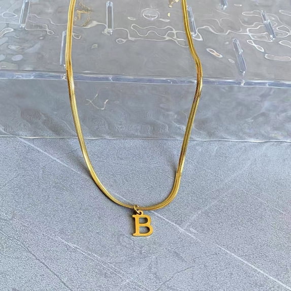 Alphabet Pendant Necklace, A-Z Stainless Steel Chain, Women's Letter ...