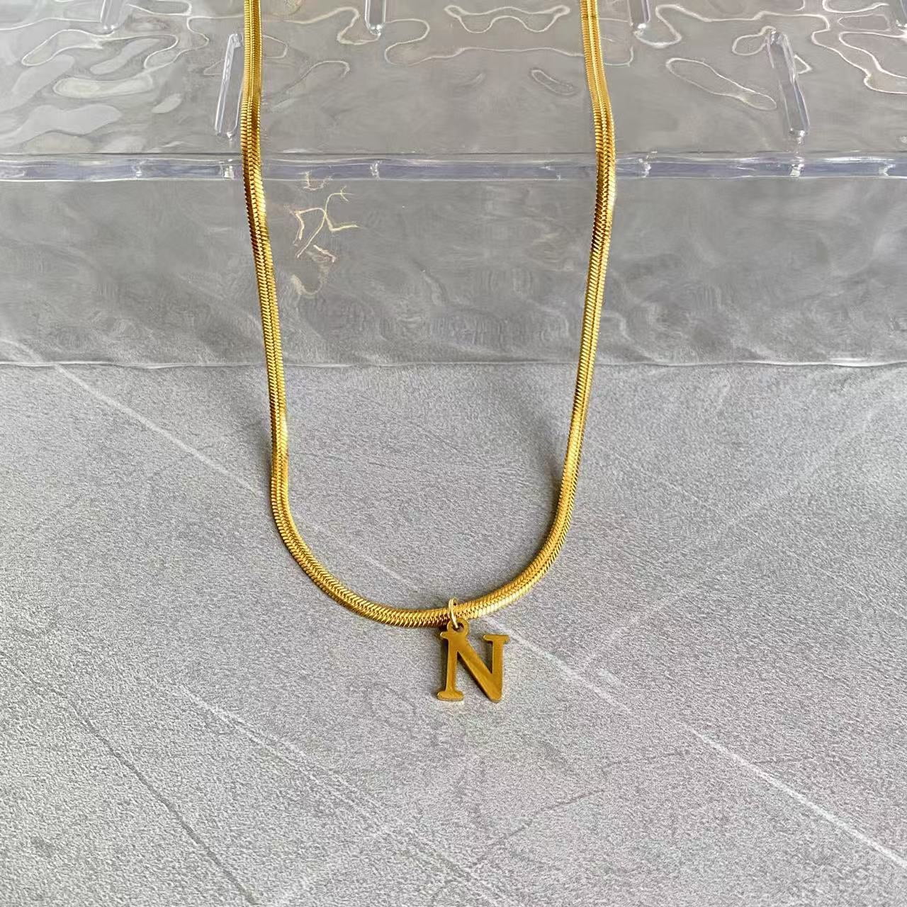 Alphabet Pendant Necklace, A-Z Stainless Steel Chain, Women's Letter ...