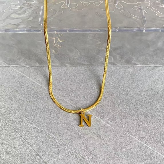 Alphabet Pendant Necklace, A-Z Stainless Steel Chain, Women's Letter ...