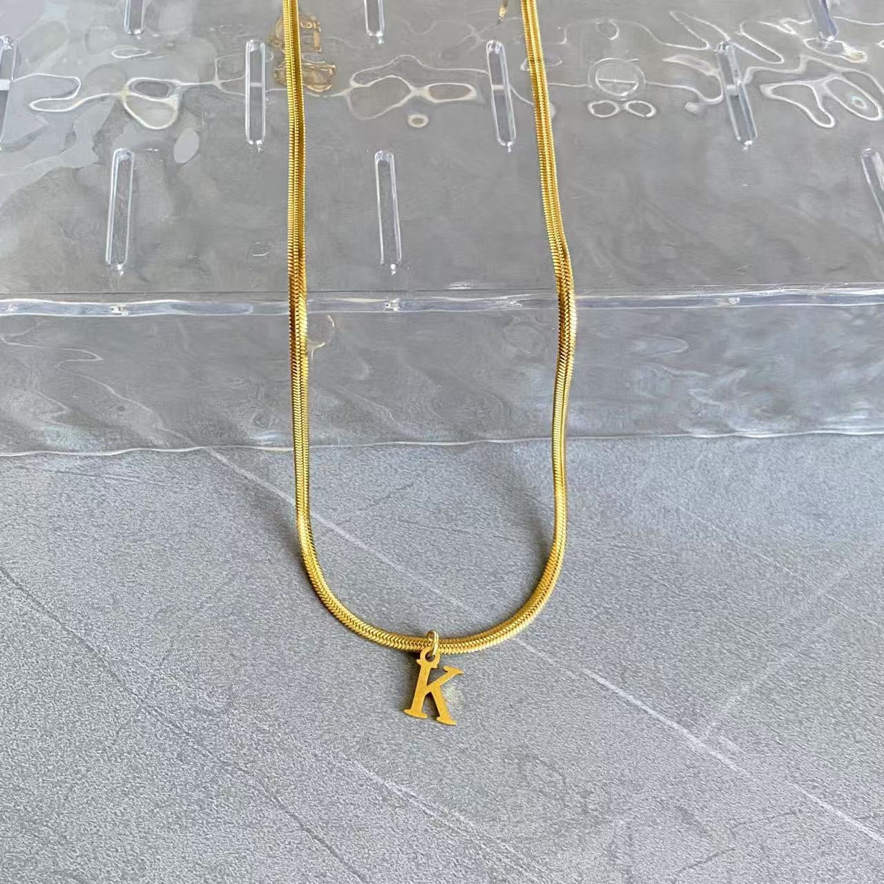 Alphabet Pendant Necklace, A-Z Stainless Steel Chain, Women's Letter ...