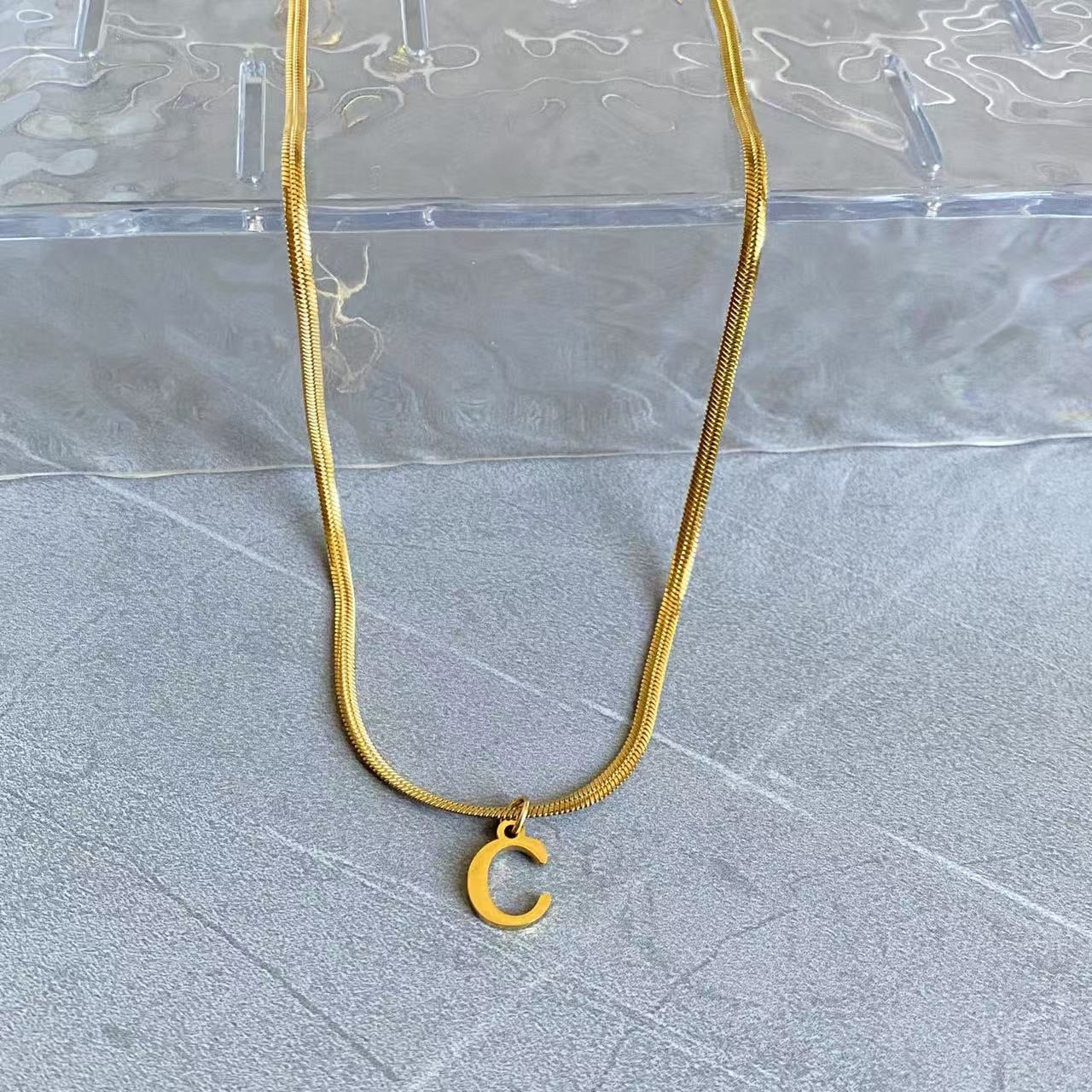 Alphabet Pendant Necklace, A-Z Stainless Steel Chain, Women's Letter ...