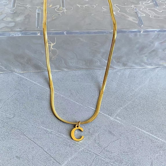 Alphabet Pendant Necklace, A-Z Stainless Steel Chain, Women's Letter ...