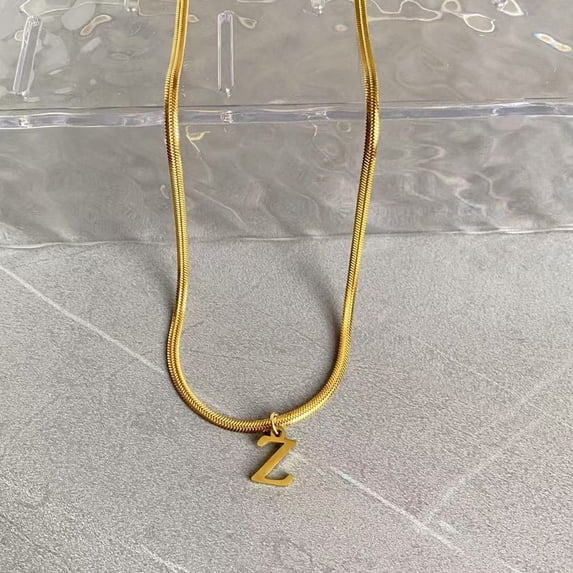 Alphabet Pendant Necklace, A-Z Stainless Steel Chain, Women's Letter ...