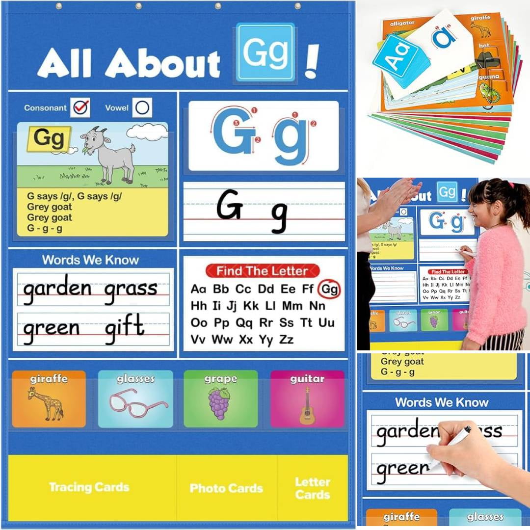 Alphabet Pocket Chart,Alphabet Wall Chart for Toddlers 1-3,Preschool ...