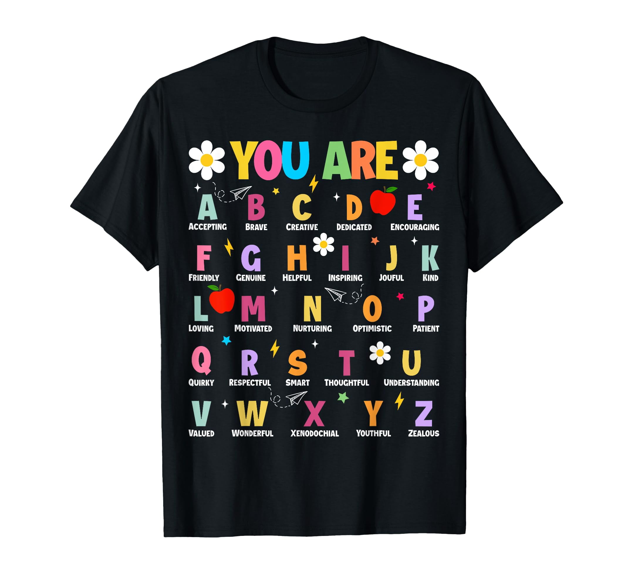 Alphabet Positive Affirmations Back To School Teacher T-Shirt - Walmart.com