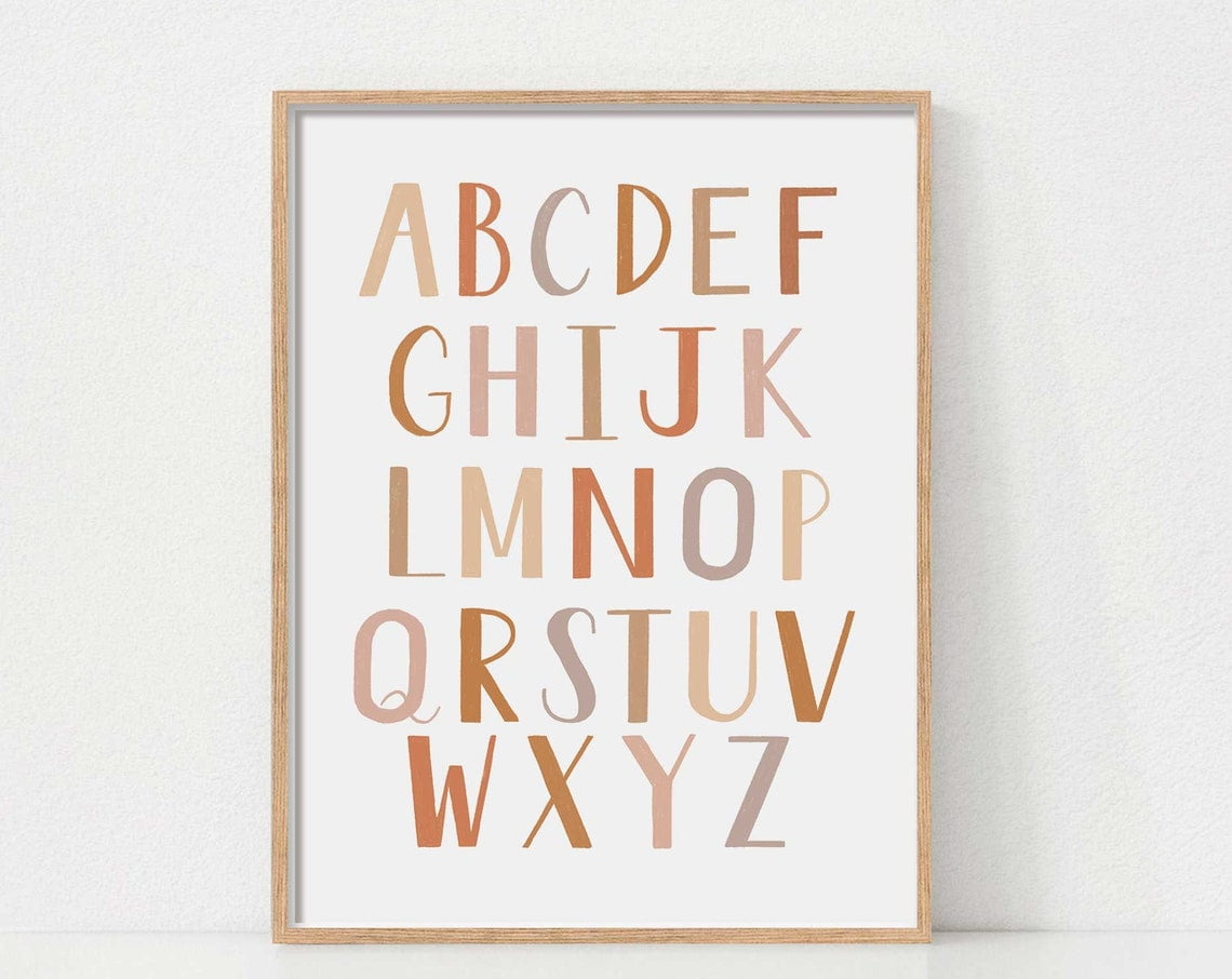 Alphabet Poster, Boho Abc Print, Neutral Boho Nursery, Nursery Posters ...