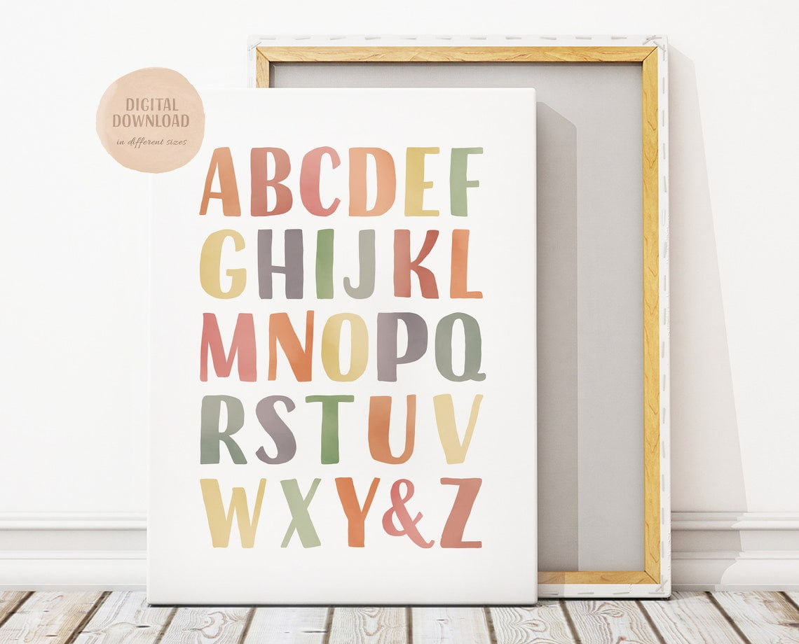 Alphabet Poster, Educational Poster, Abc Print, Nursery Alphabet ...
