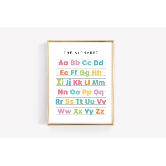 Alphabet Poster Educational Rainbow ABC Montessori Learning Handwriting ...