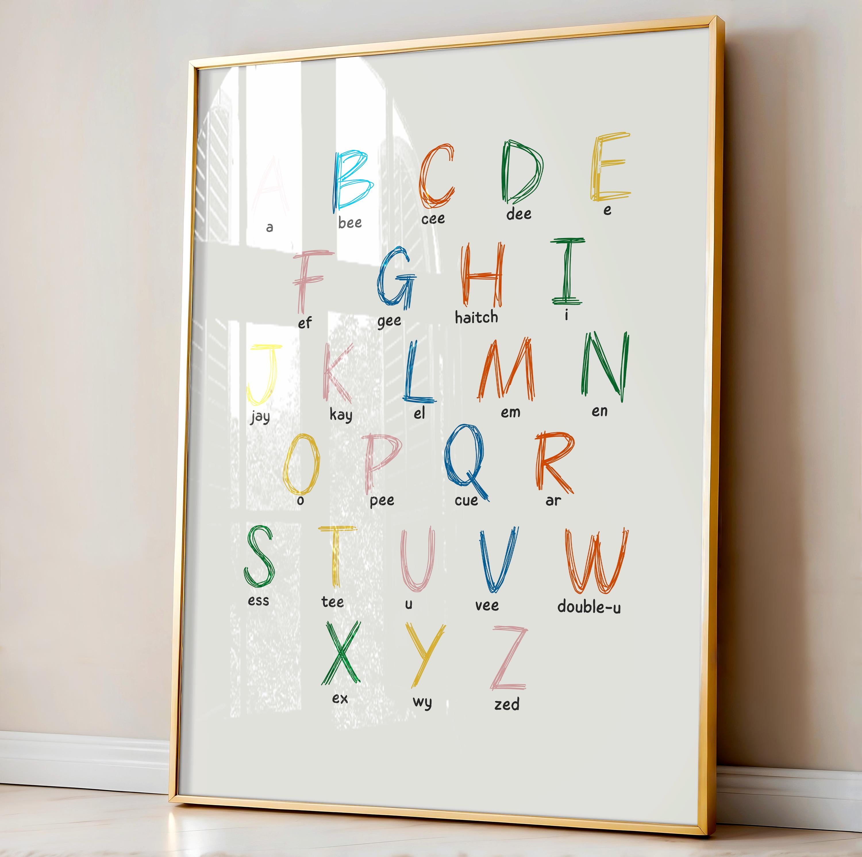 Alphabet Poster Kids Bedroom Nursery Wall Art Playroom Educational Gift ...