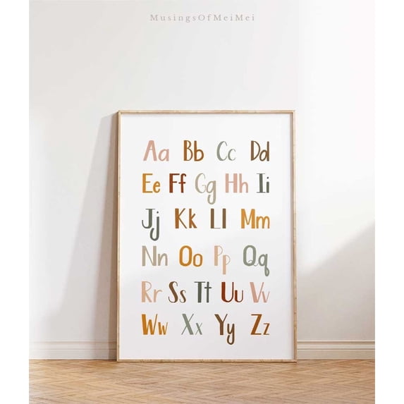 Alphabet Poster Nursery Wall Art Alphabetclassroom Toddlers Preschool ...