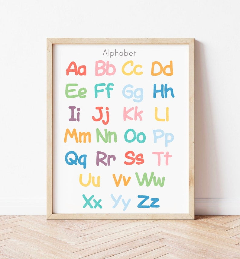 Alphabet Poster Vibrant Rainbow ABC Printable Toddler Montessori ...