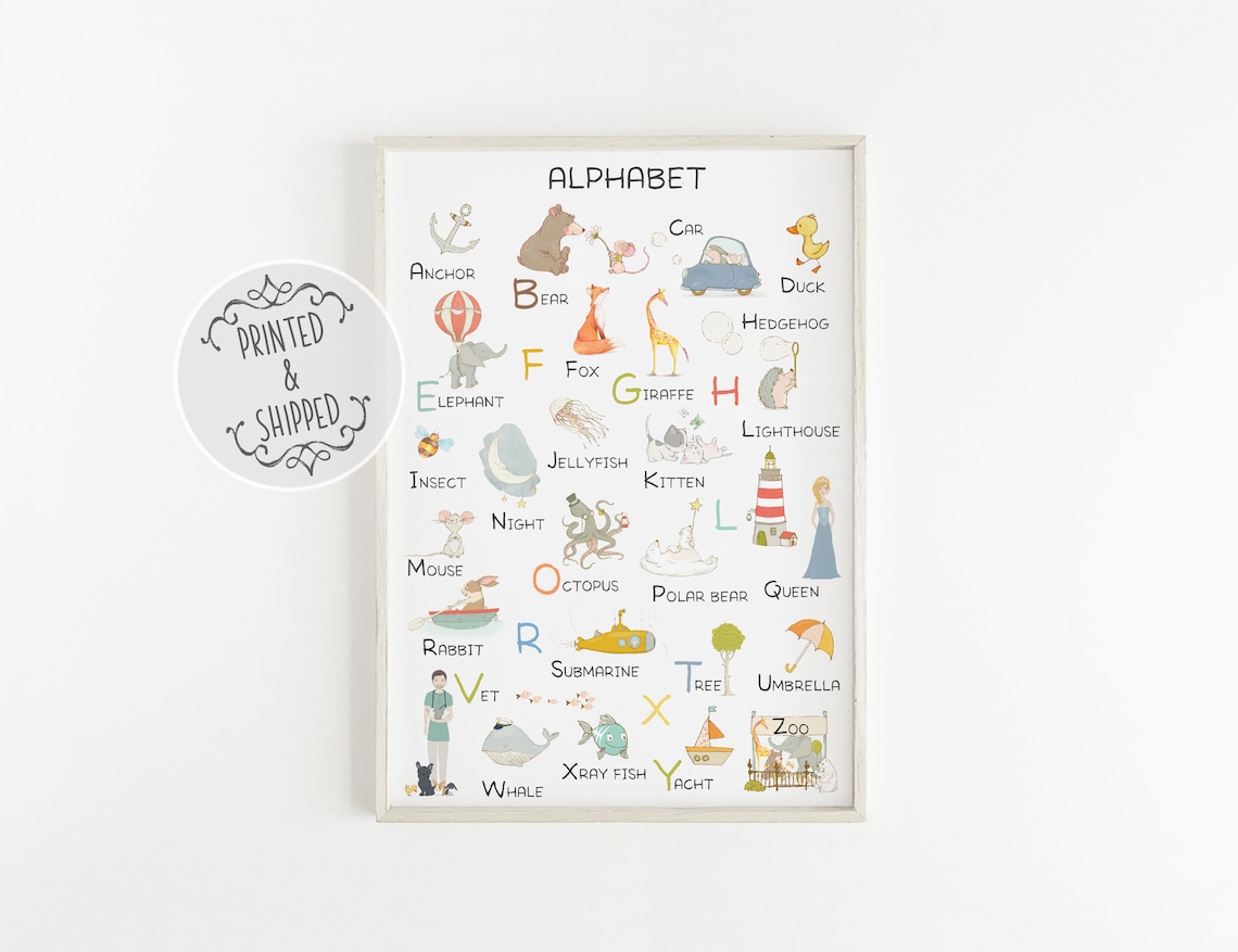Alphabet Print, Alphabet Art, Nursery Decor, Nursery Wall Art, Alphabet ...