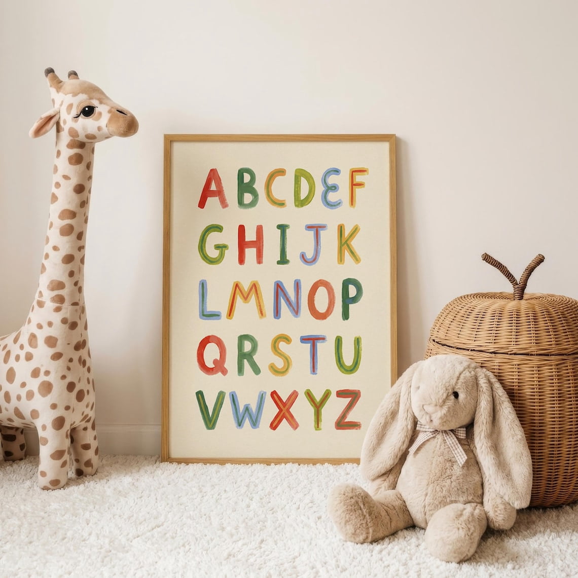 Alphabet Print Nursery Wall Art, Colorful Abc Room Decor, Unframed ...