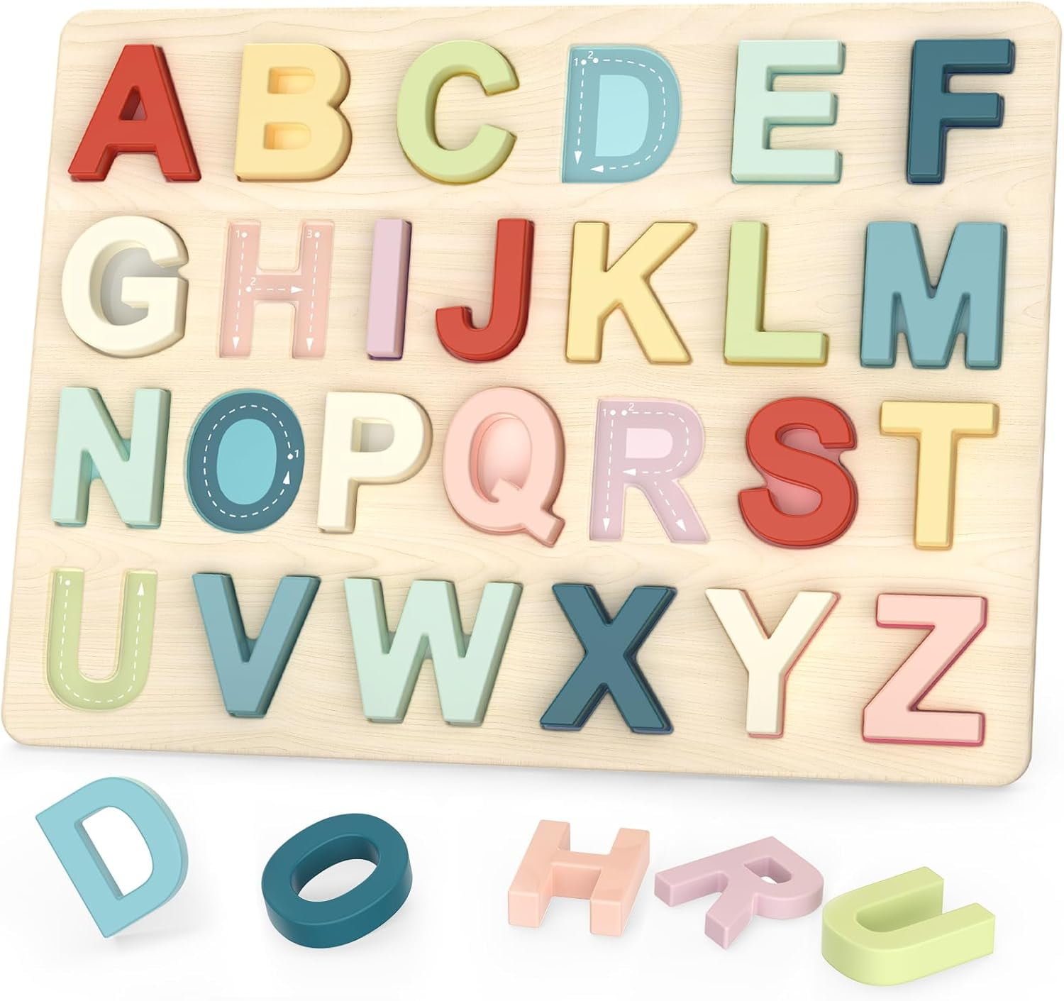 Alphabet Puzzles, Wooden Puzzles for Toddlers, ABC Shape Puzzles for ...