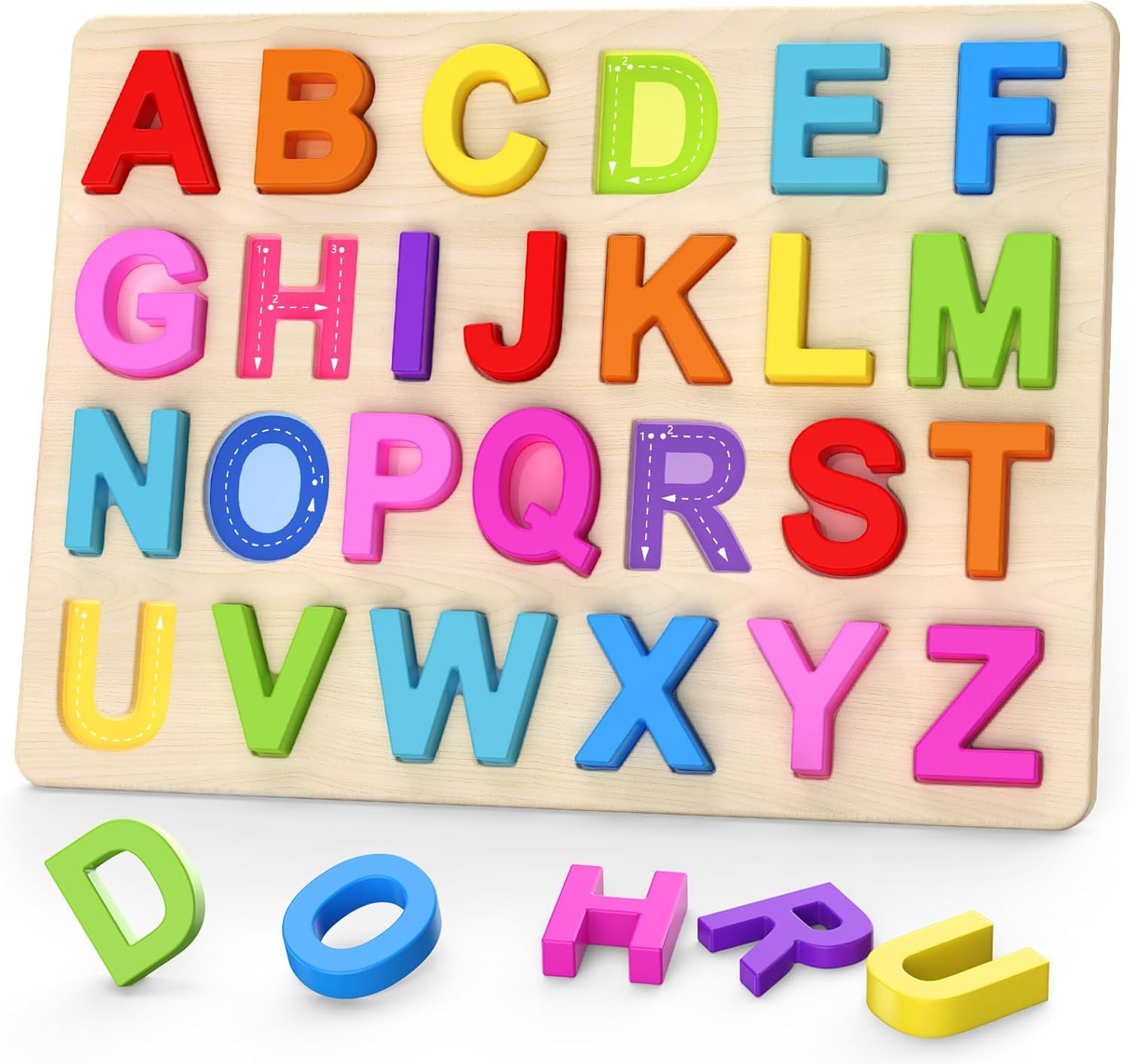 Alphabet Puzzles, Wooden Puzzles for Toddlers, ABC Shape Puzzles for ...
